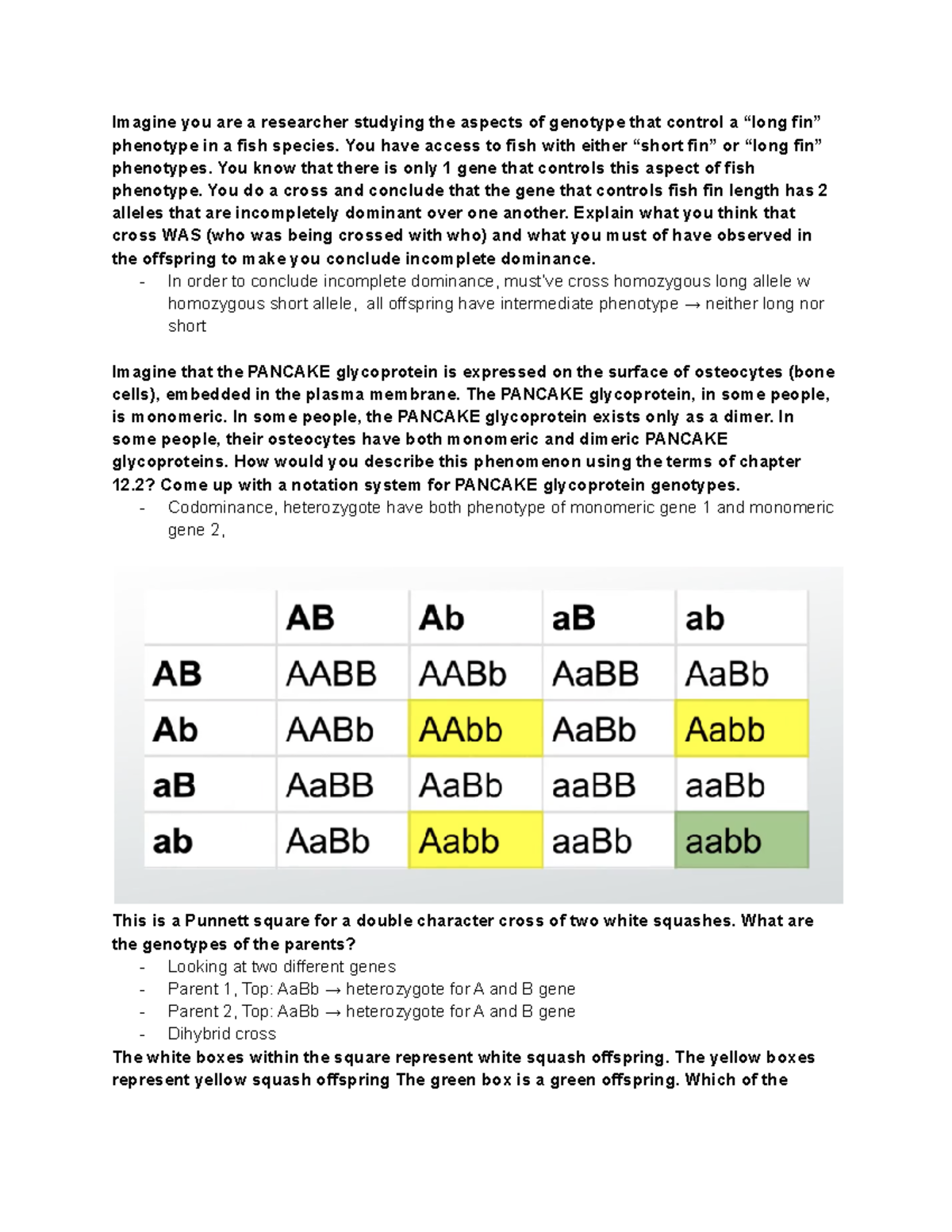 BIOL 1107 Mendel II Assignment - Imagine you are a researcher studying the aspects of genotype ...