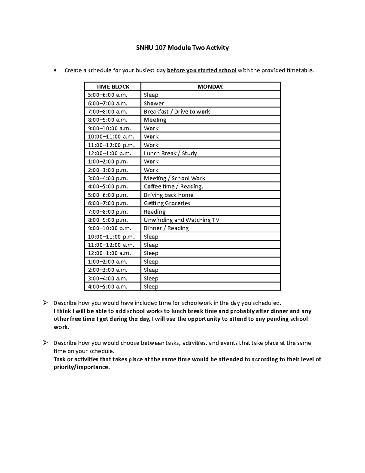 Module Two Assignment Activity - SNHU 107 Module Two Activity Create a ...