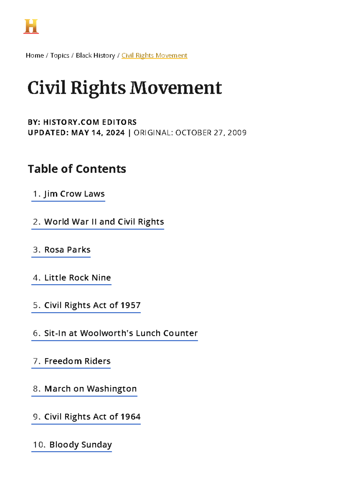 Civil Rights Movement Timeline, Key Events & Leaders History - Table of ...