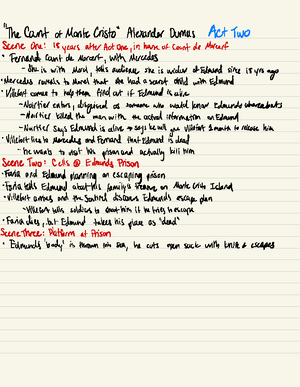 Theater 180a Reading Notes “The Count of Monte Cristo” Act 5 - "The ...