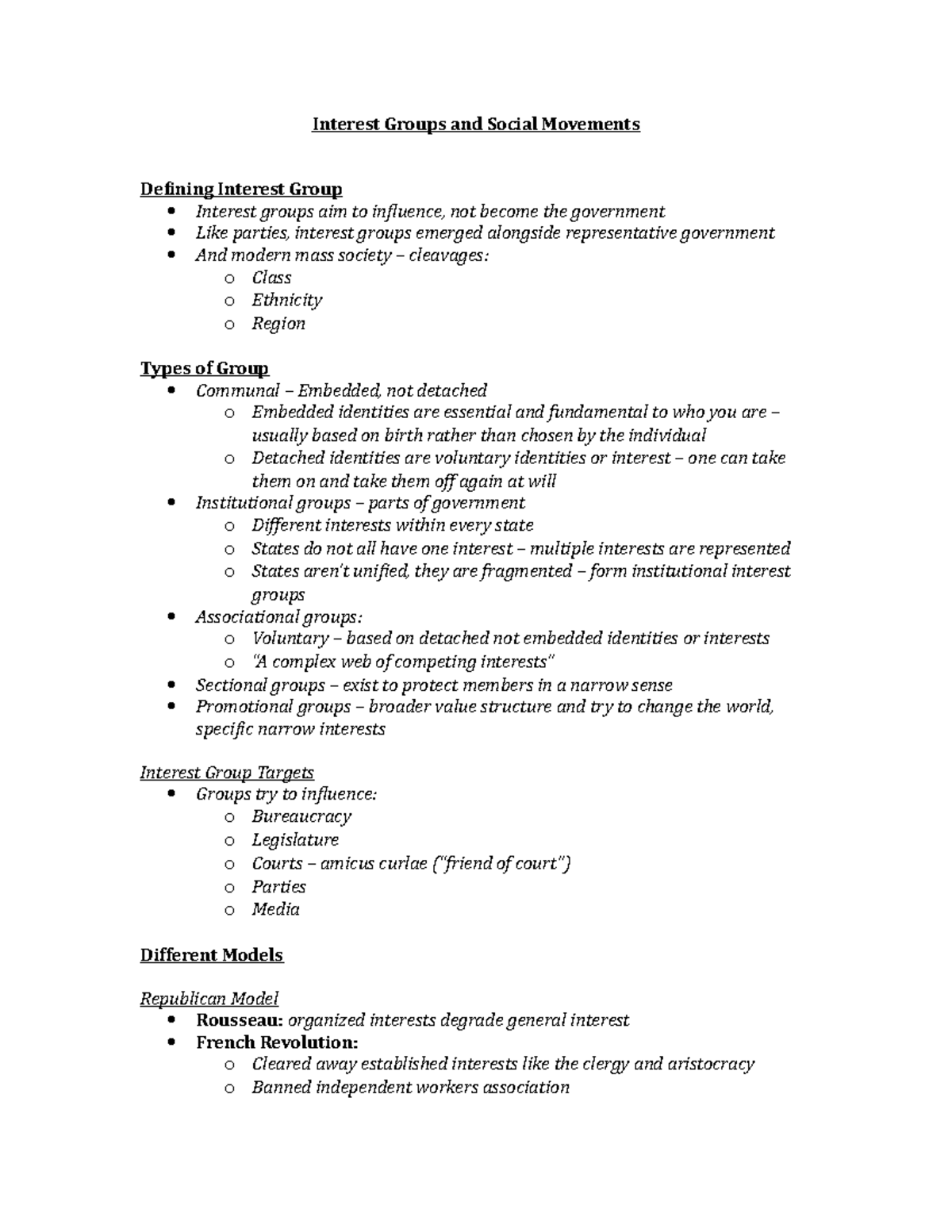 Interest Groups and Social Movements - Interest Groups and Social ...