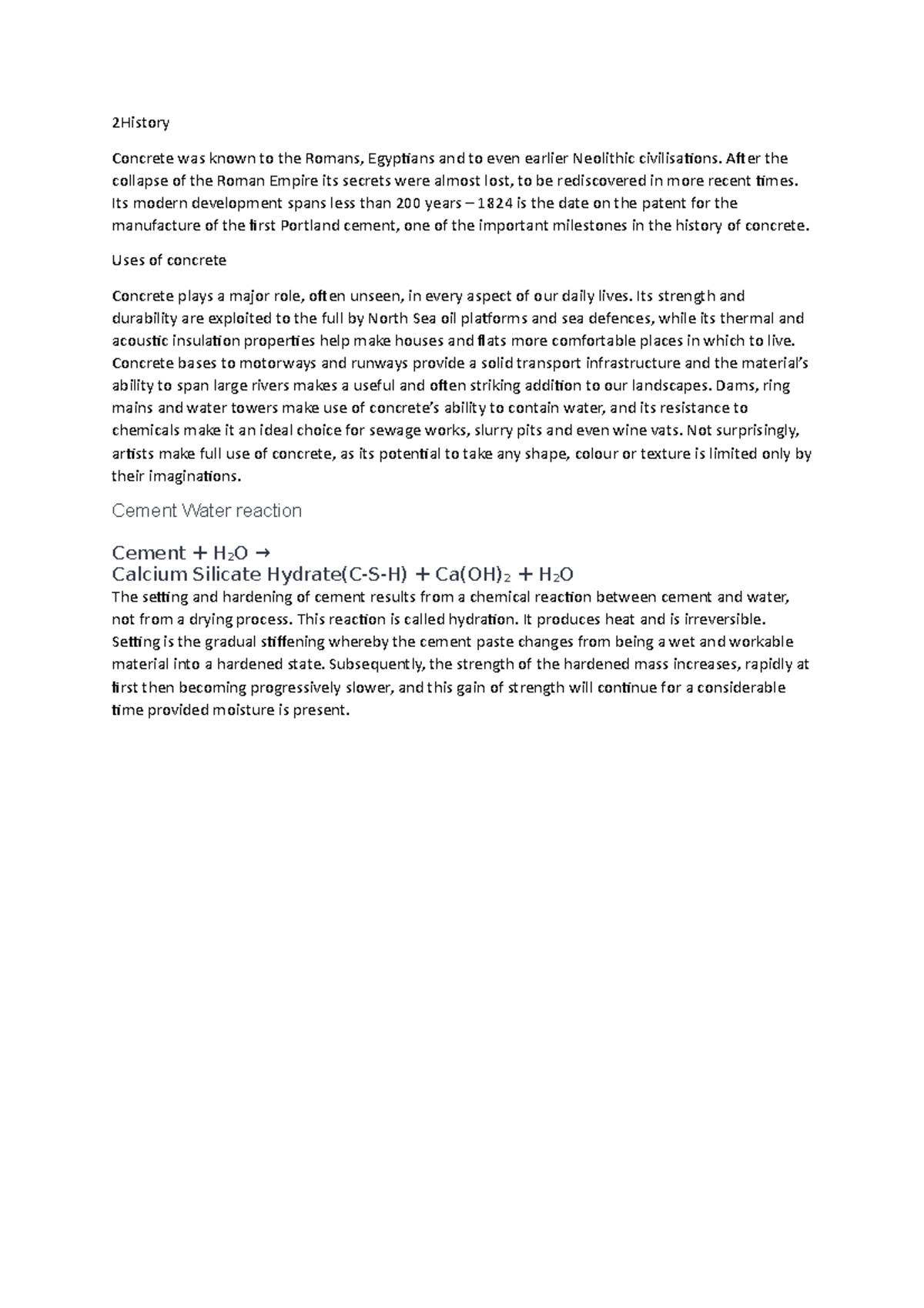 Civil engineering exam notes - 2History Concrete was known to the ...