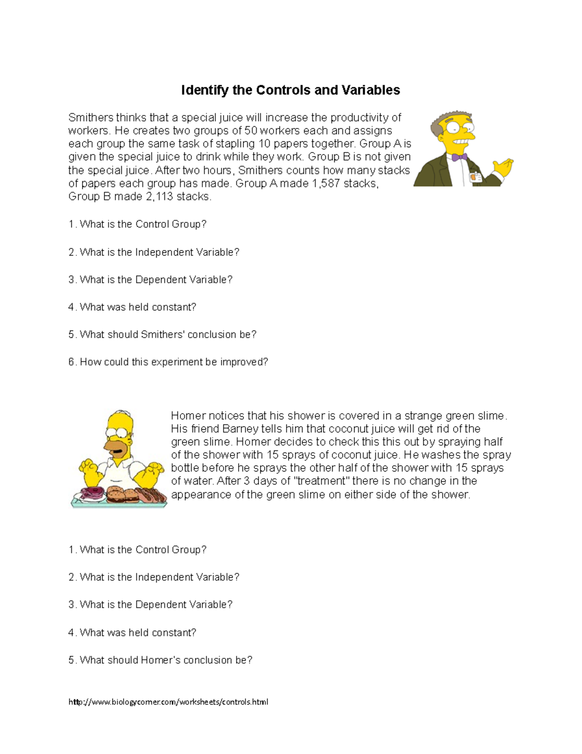 Identify the Controls and Variables - Identify the Controls and ...