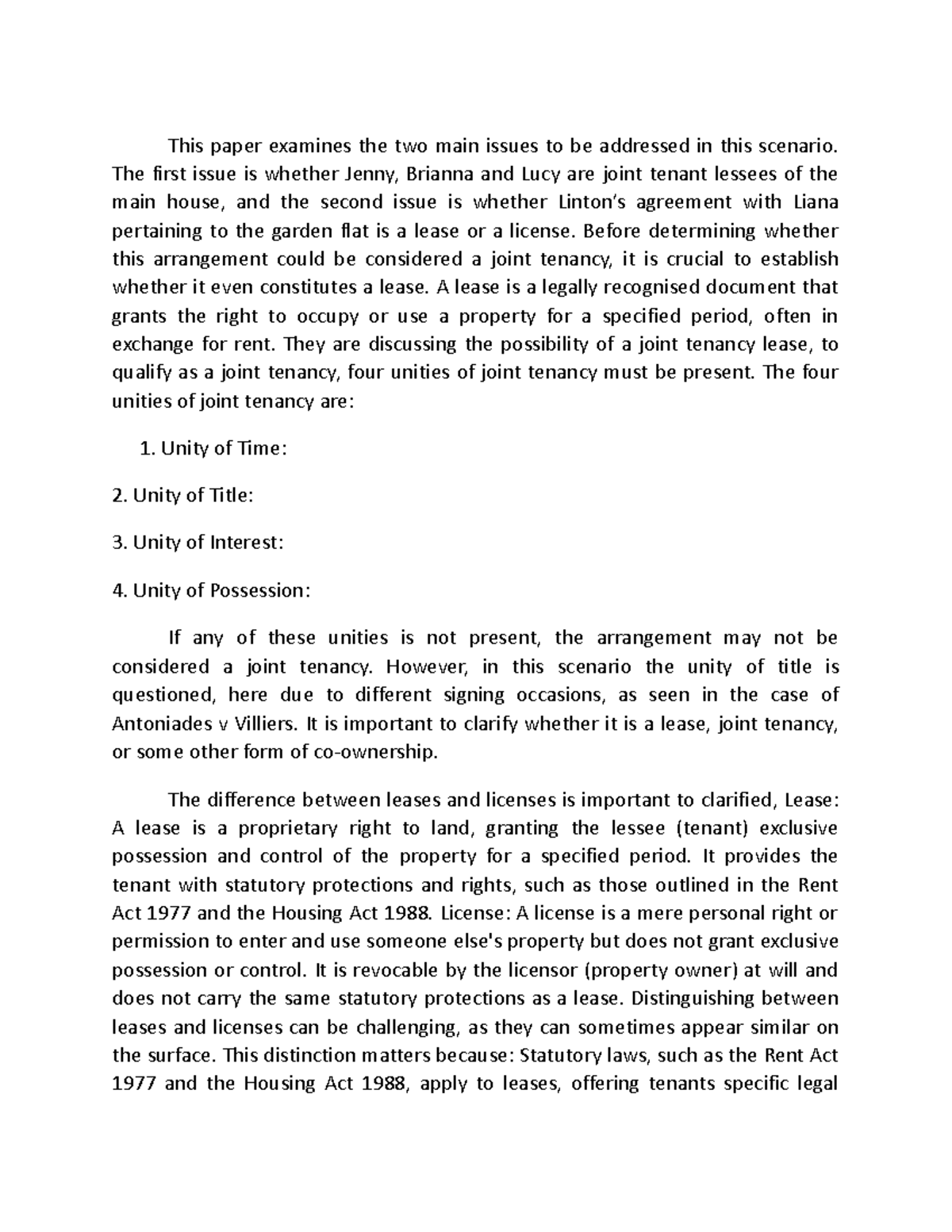 about the scenario of Lease - This paper examines the two main issues ...