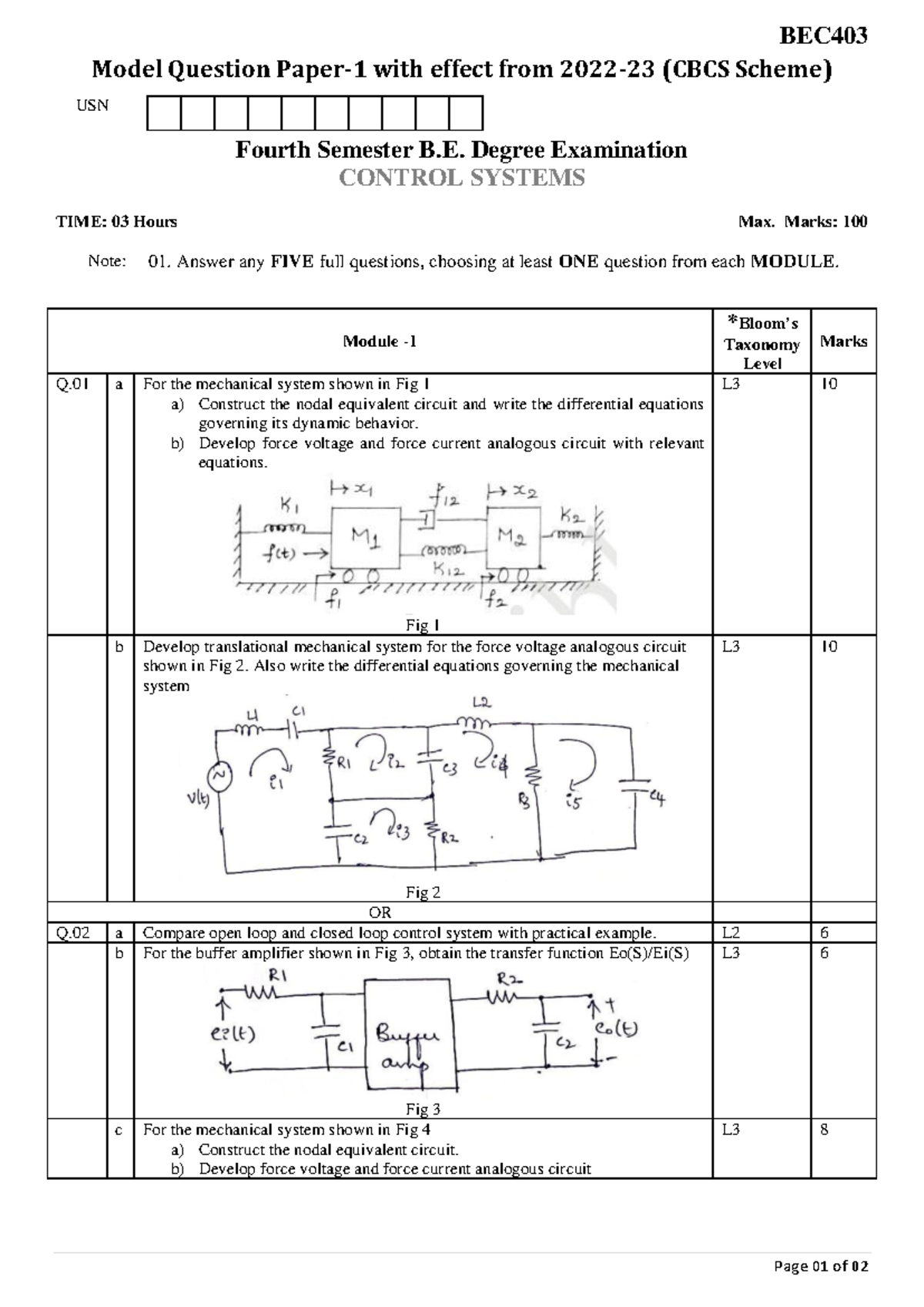BEC403 - lab - Model Question Paper-1 with effect from 2022-23 (CBCS ...