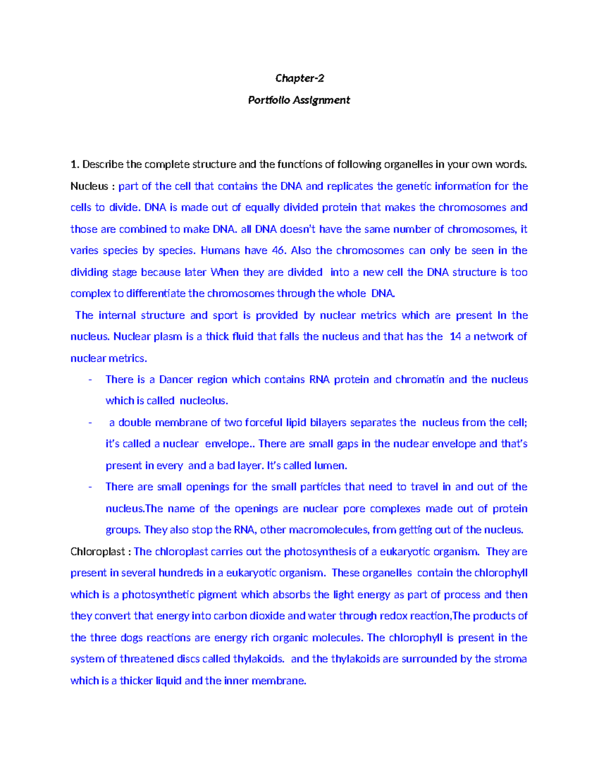 Chapter-2 portfolio assignment - Chapter- Portfolio Assignment Describe ...