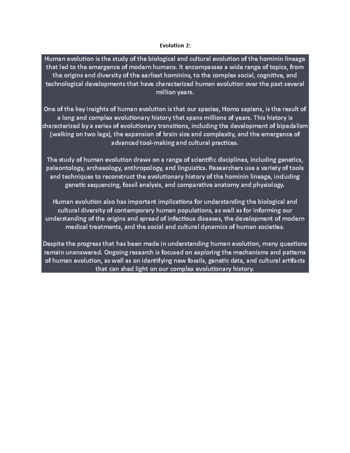 Evolution 2 - Evolution 2: Human evolution is the study of the ...