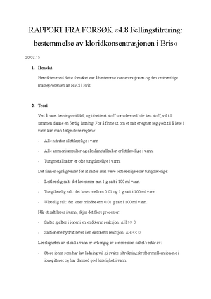 Rapport fra forsøk laging og fortynning av løsninger - Rapport fra ...