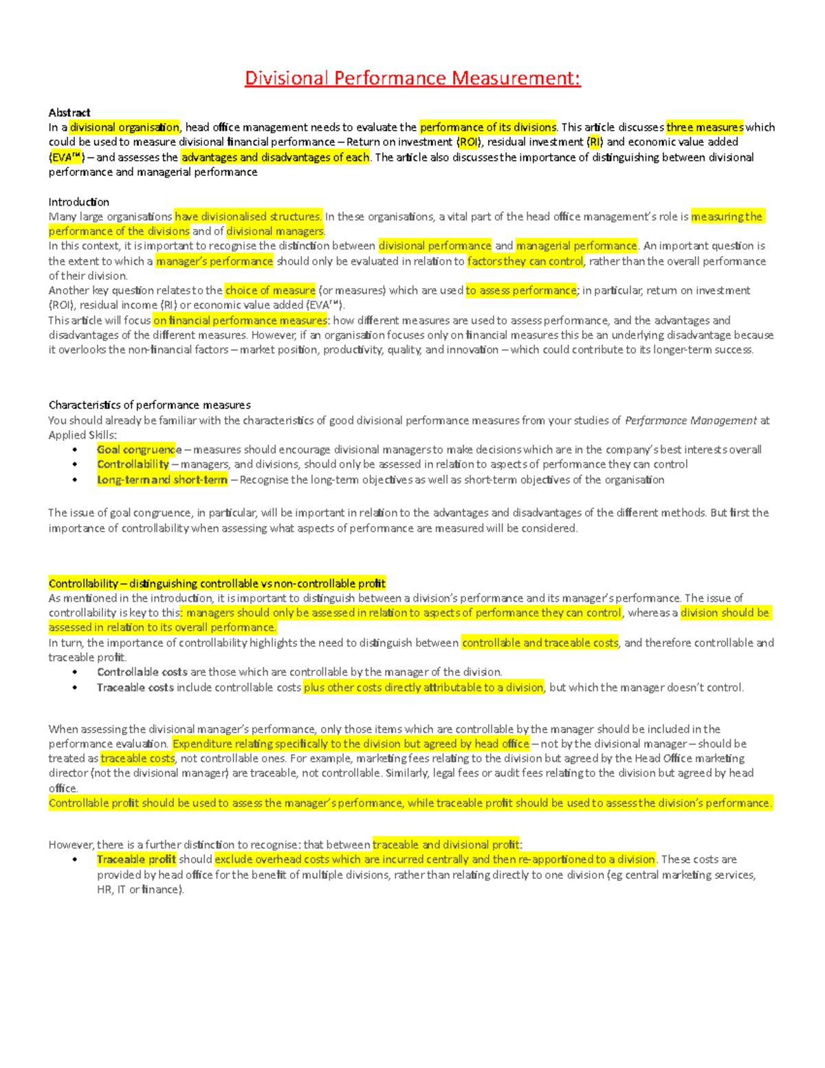 8. Divisional performance management - Divisional Performance ...