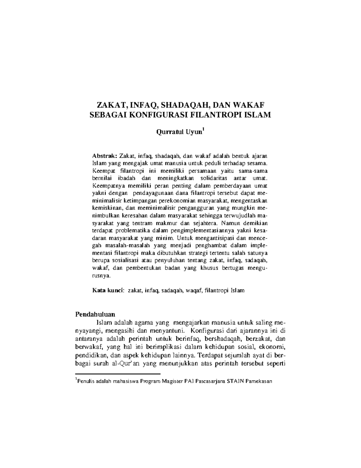 Zakat Infaq Shadaqah DAN Wakaf Sebagai Konfigurasi - ZAKAT, INFAQ, SHADAQAH, DAN WAKAF SEBAGAI ...