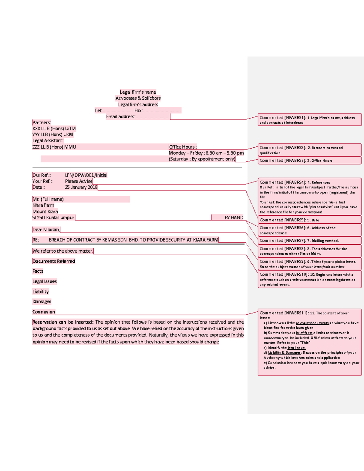 249060 Format of opinion writing letter - Legal firŵ͛s Ŷaŵe Advocates ...