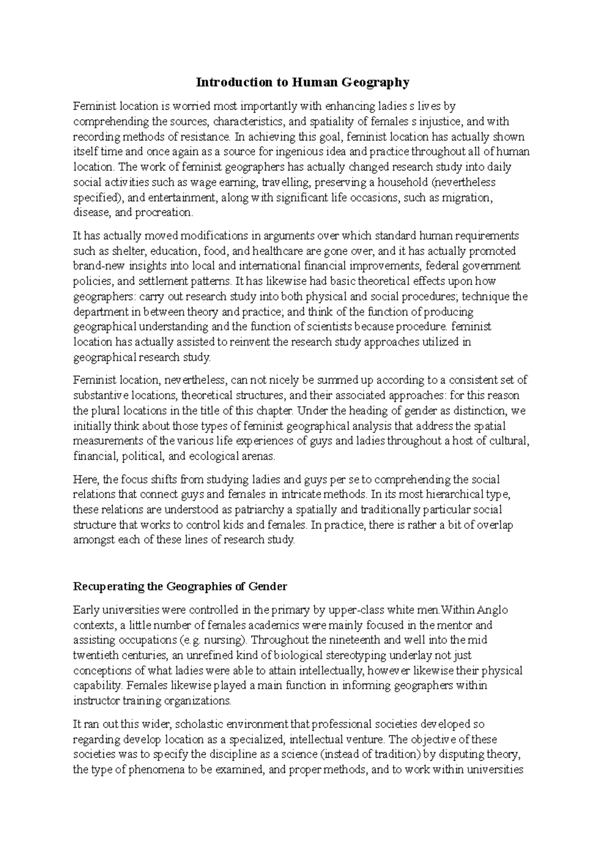 Introduction to Human Geography - Introduction to Human Geography ...