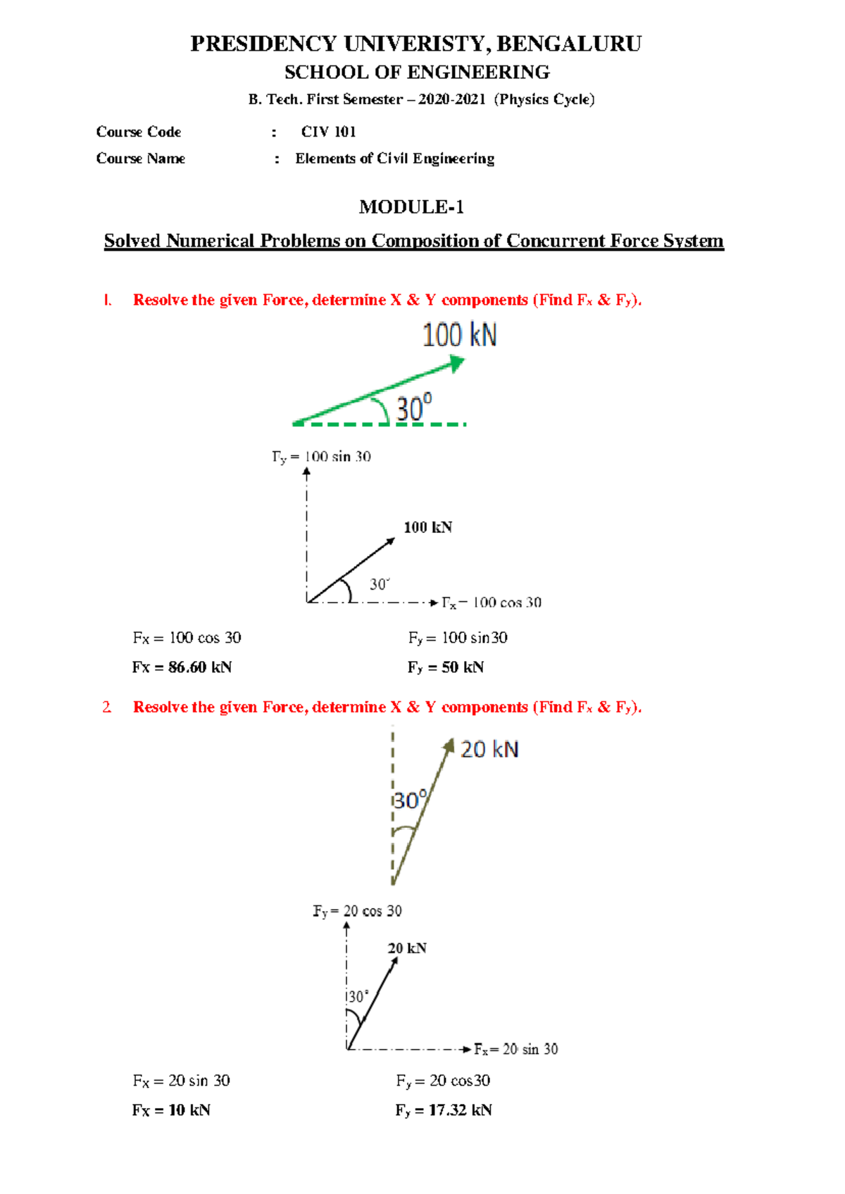 Module 1 - Solved Numerical problems on Composition of concurrent ...