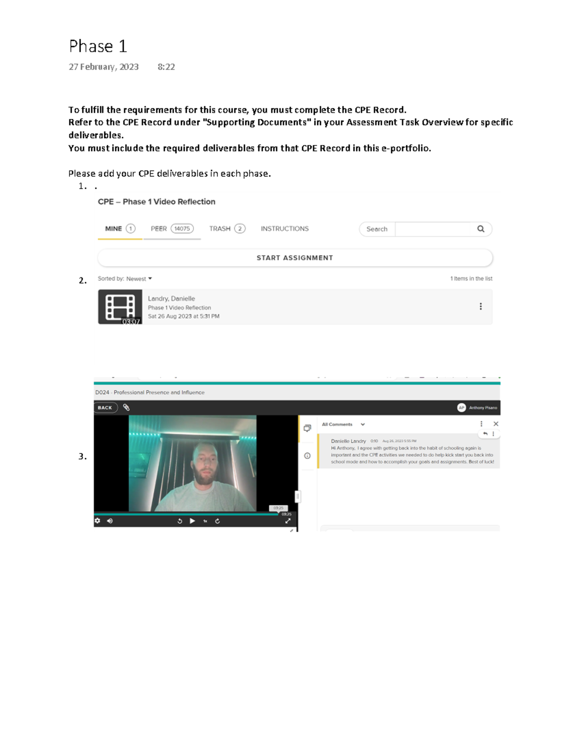 Phase 1 PDF - DO24 eportfolio - To fulfill the requirements for this course, you must complete ...