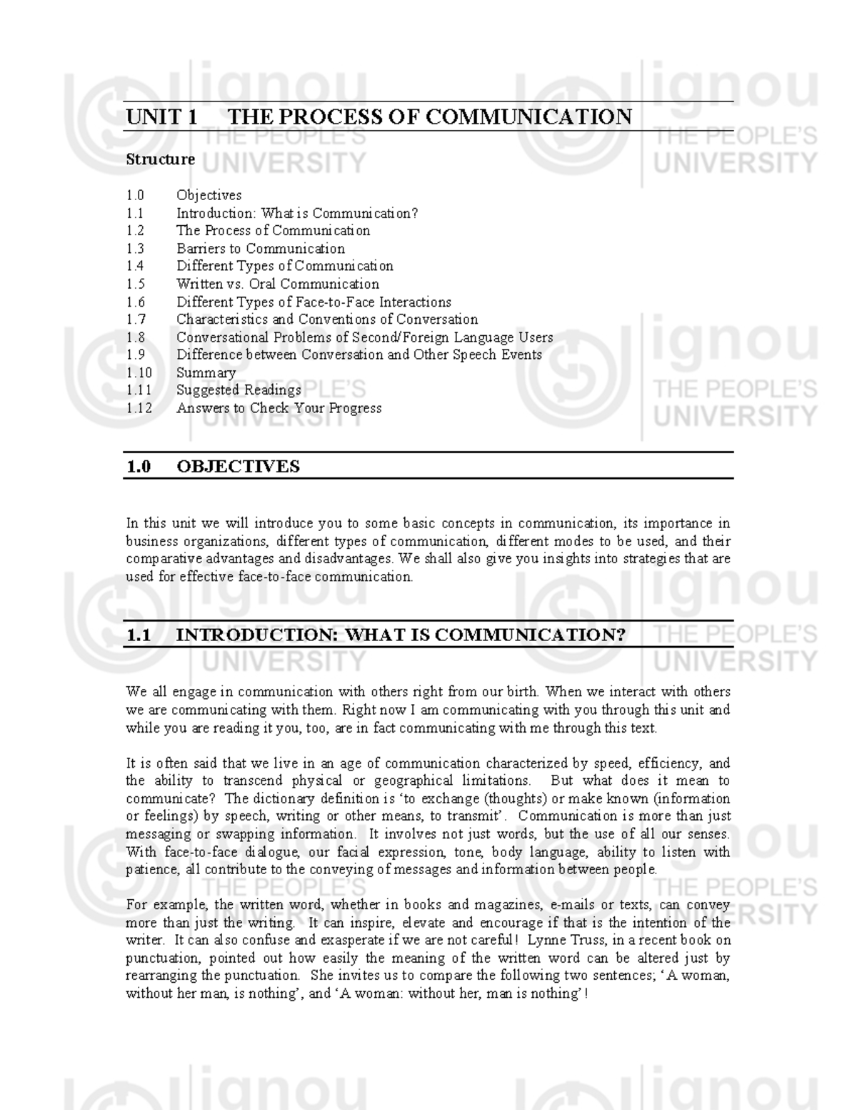 Unit-1 comm ignou - ,llk - UNIT 1 THE PROCESS OF COMMUNICATION ...