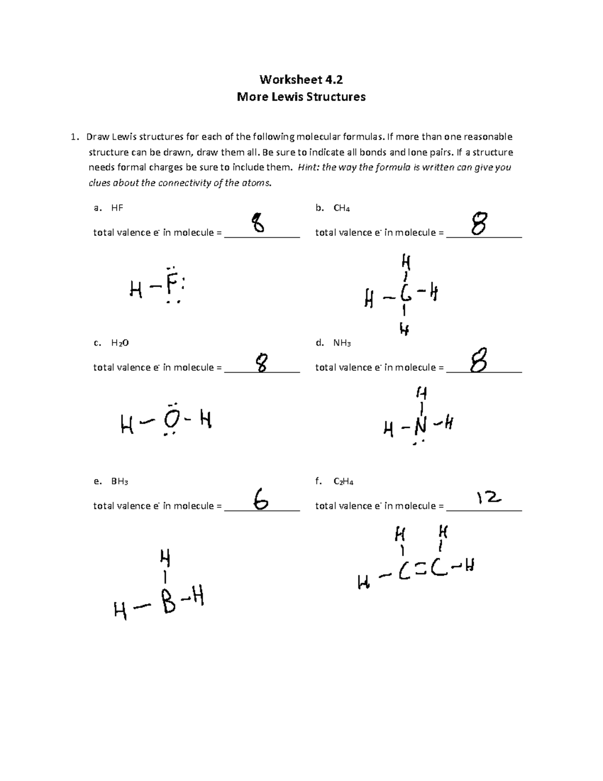 Chemwkst 4 - lecture notes filled out in class - Worksheet 4. More ...