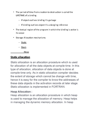 Binding - notes for student - What are different classes of binding ...