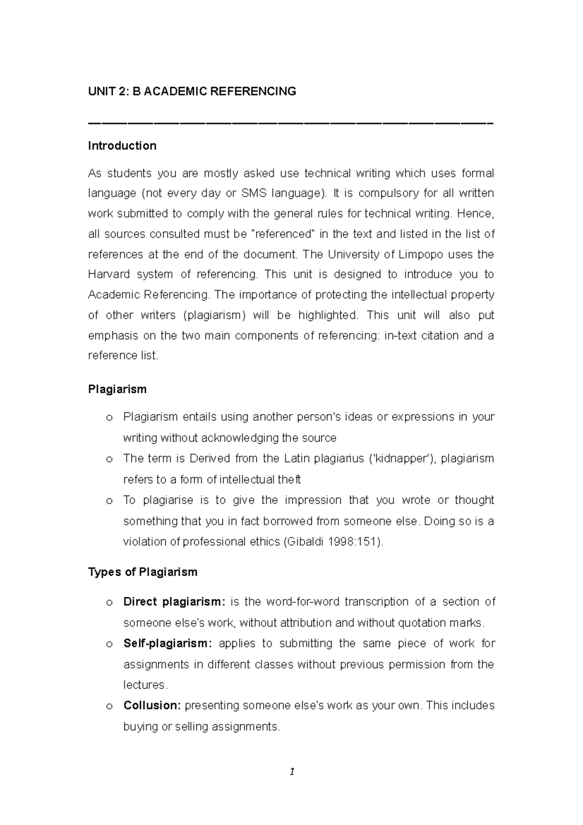 Referencing notes - HFEA000 - UL - Studocu