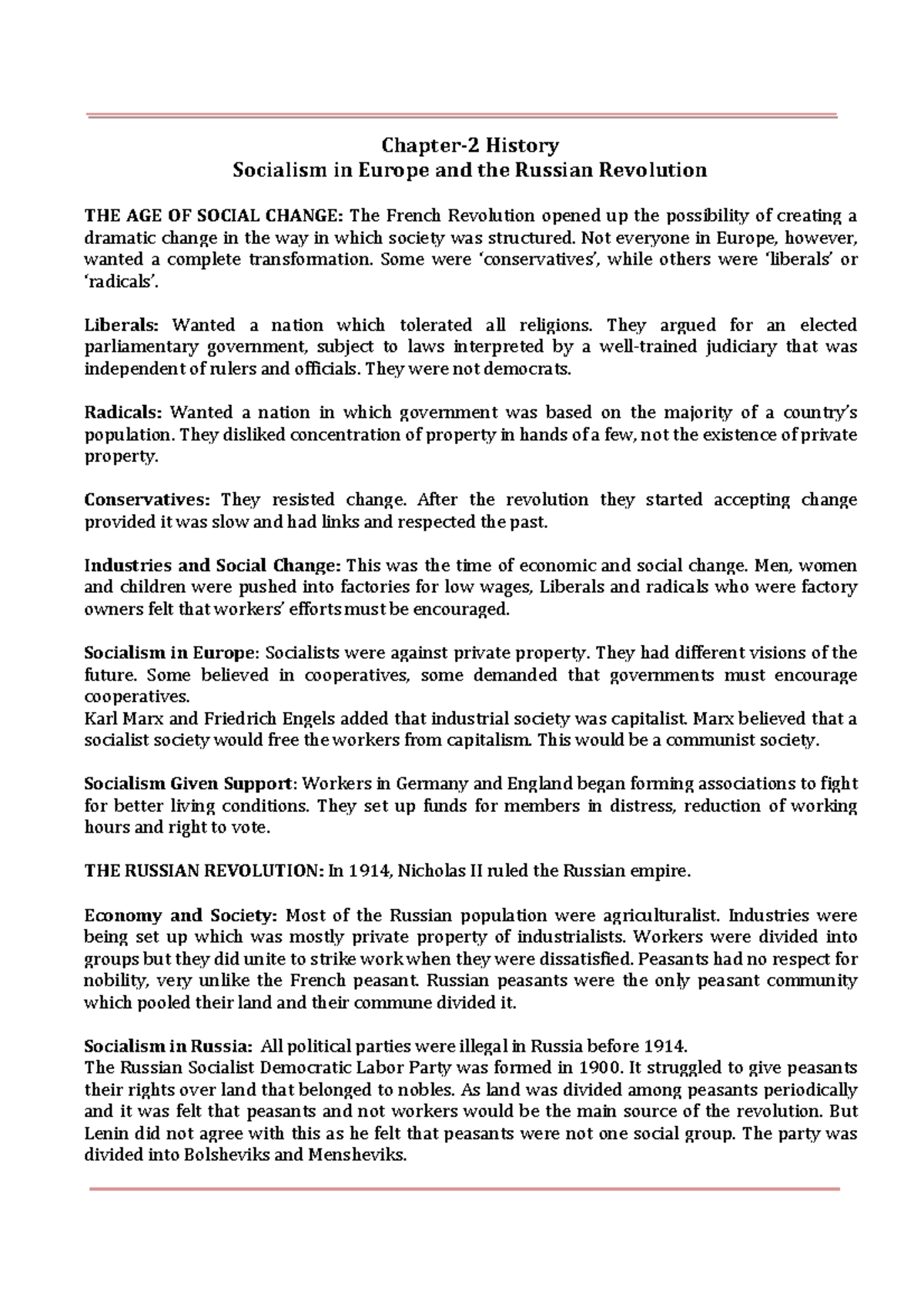 Chapter 2 - Socialism in Europe and the Russian Revolution - Chapter-2 ...