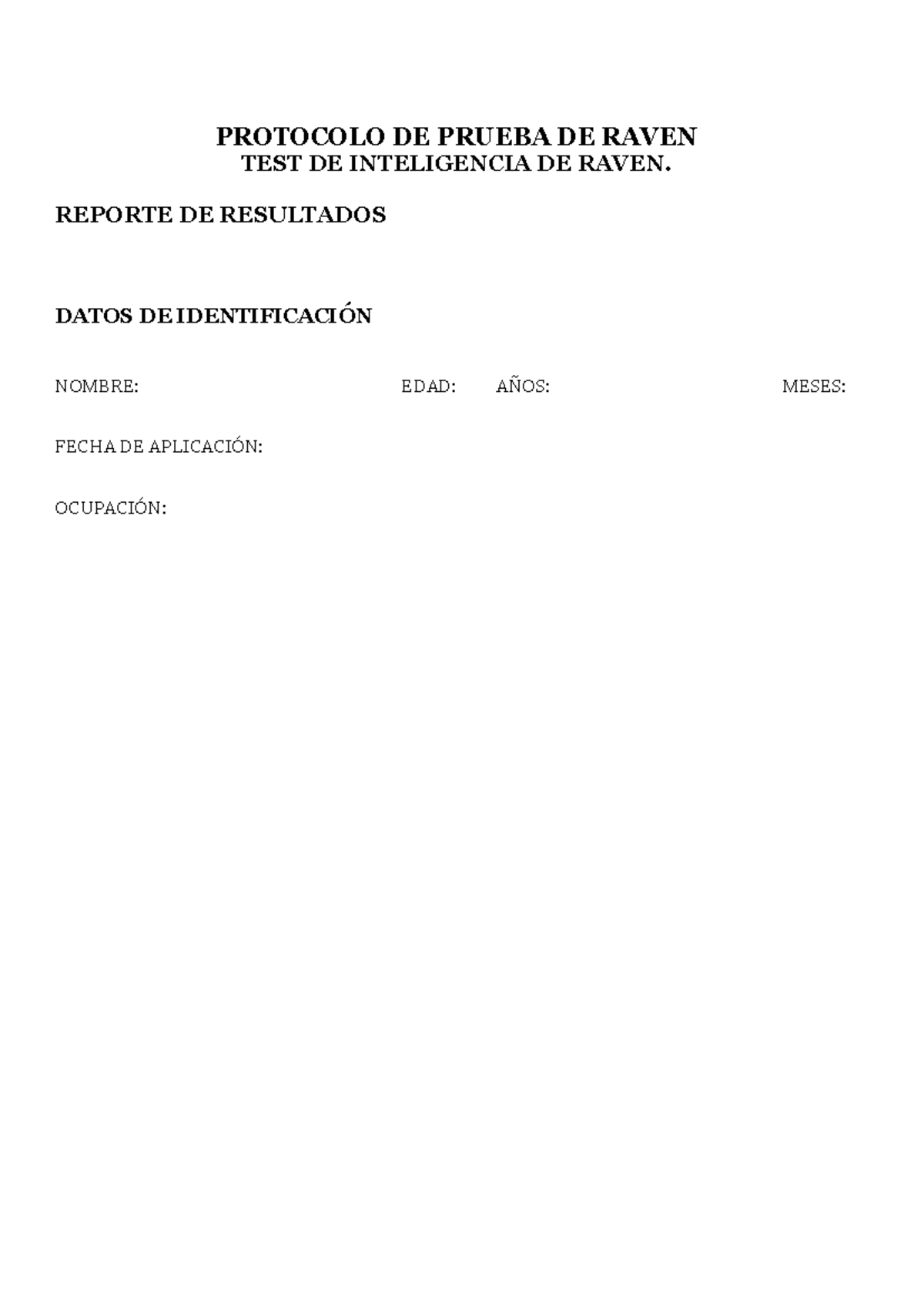 Test j c raven matrices progresivas - Banca Comercial - PROTOCOLO DE ...