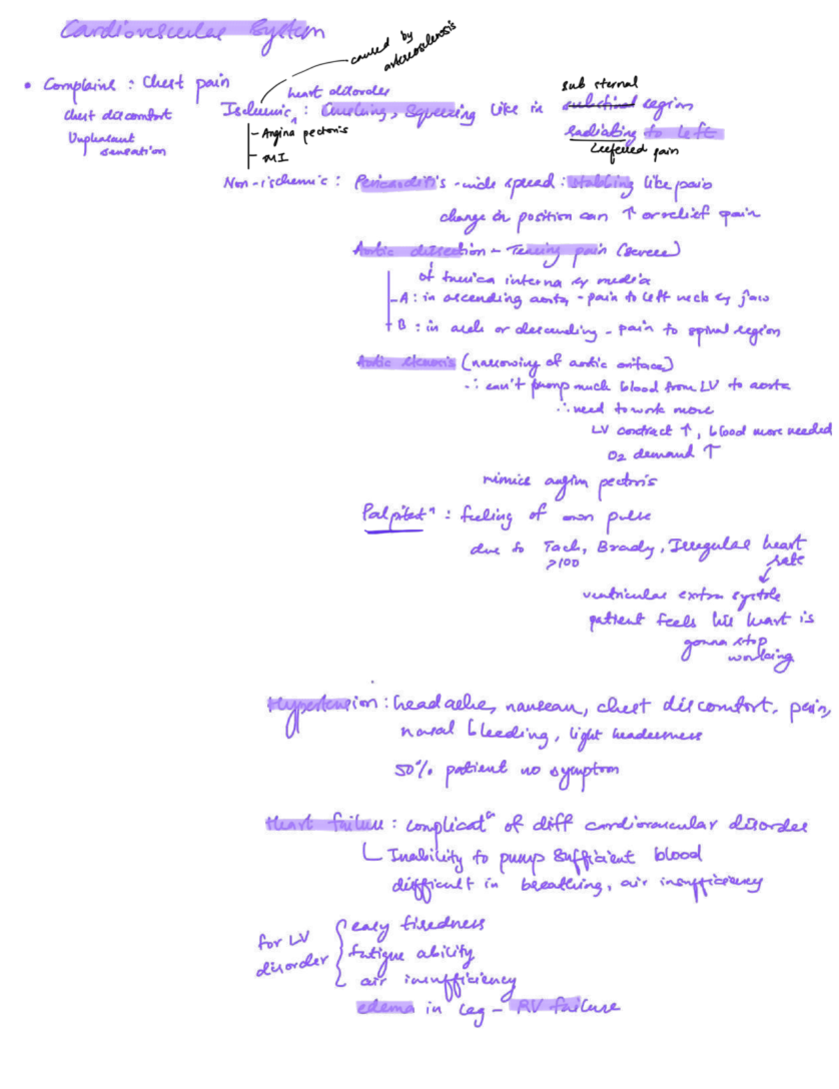 1 compressed - lecture notes for CVS - Cardiovesceiler system Complaine ...