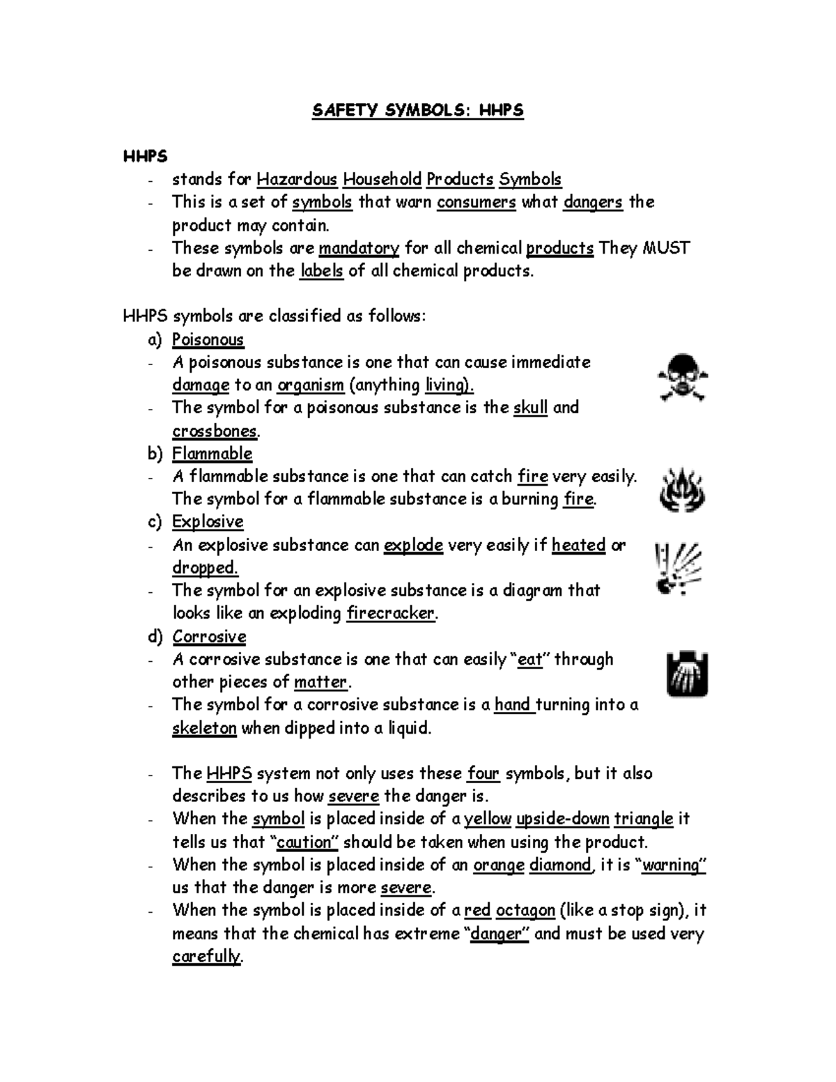Hazardous household products symbols (H.H.P - - - Studocu