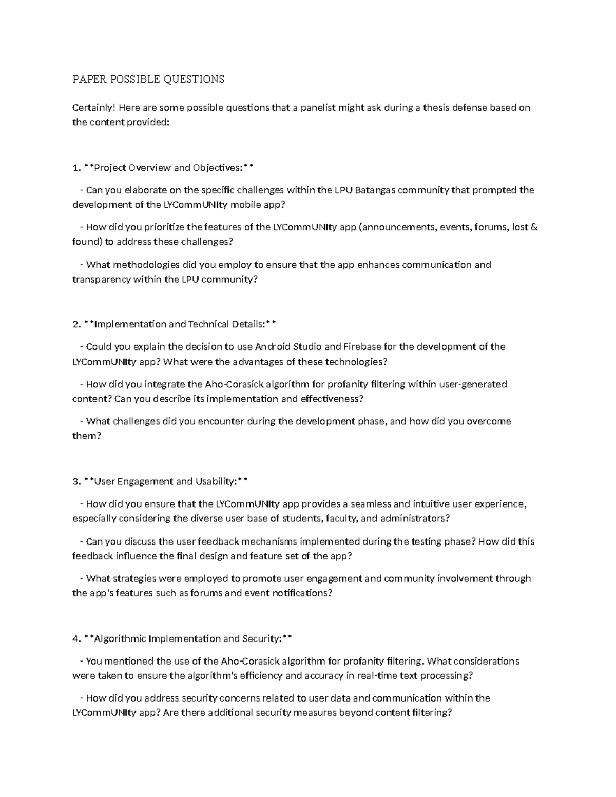 Paper Possible Questions - PAPER POSSIBLE QUESTIONS Certainly! Here are ...