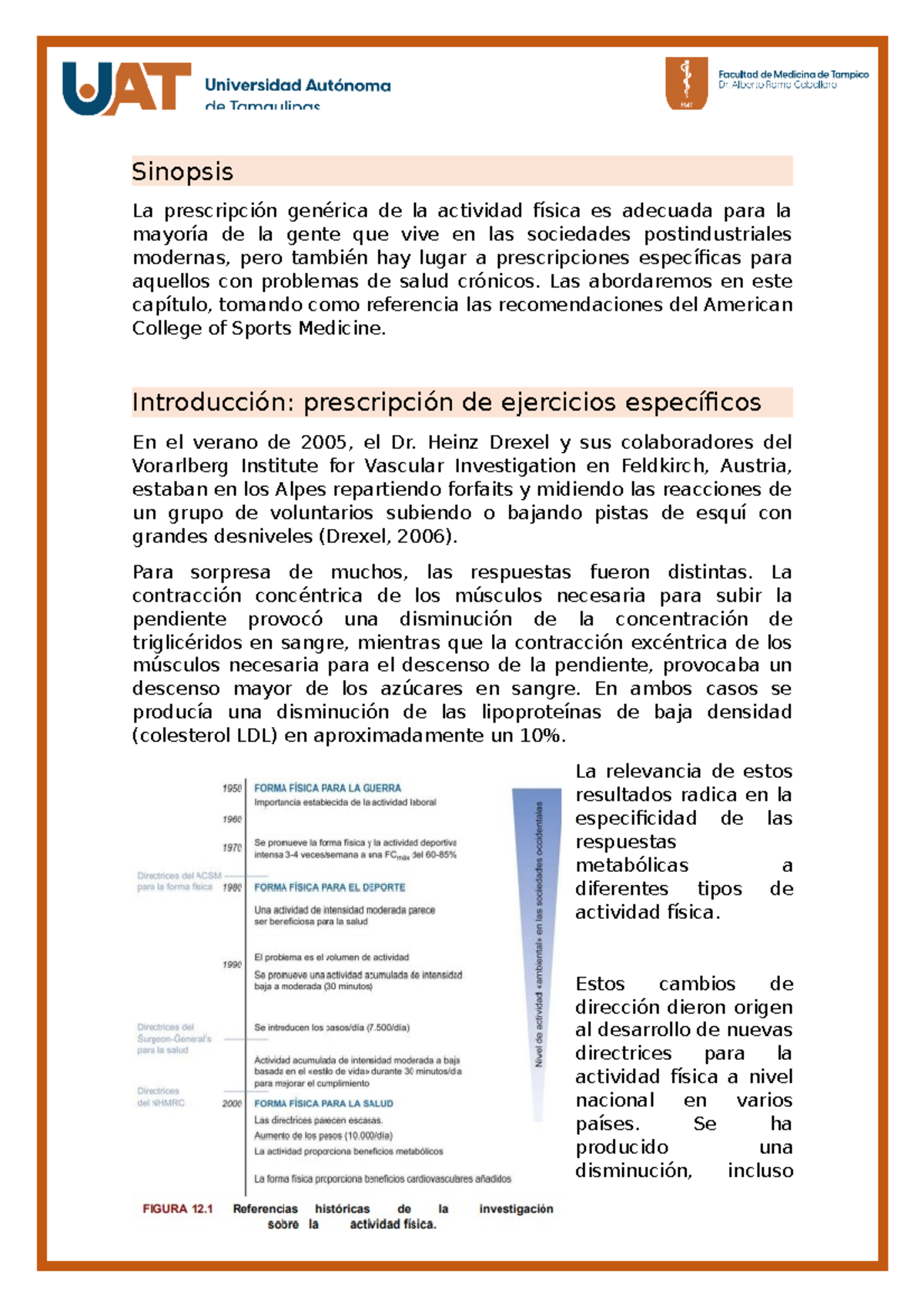 Actividad física prescripción específica para el tratamiento - Sinopsis ...