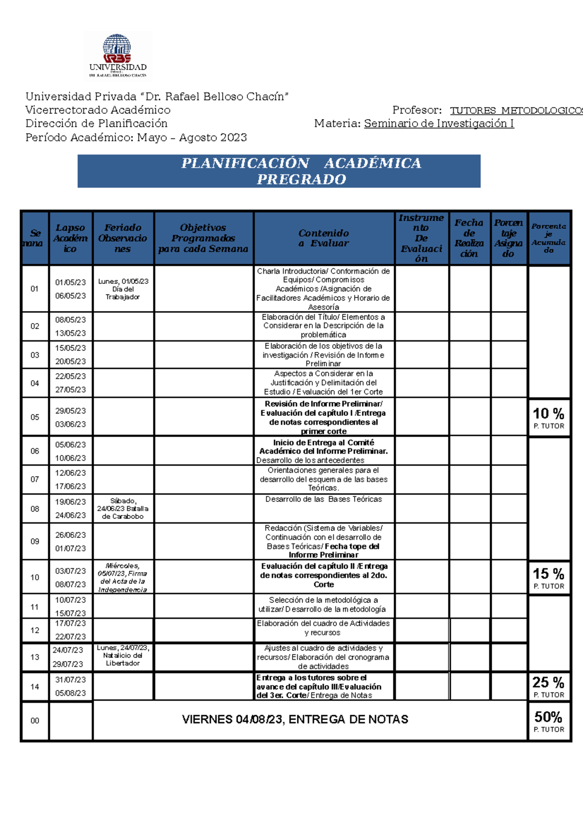 Planificación CTEG Ingenieria Mayo-Agosto 2023 - Universidad Privada ... Planificación CTEG Ingenieria Mayo-Agosto 2023 - Universidad Privada ...