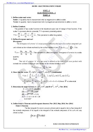 EE3301 QB 05- By Learn Engineering - Department of EEE 2 EE8391 Electromagnetic Theory Unit I ...