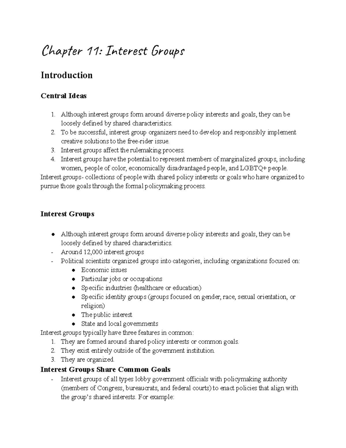 US POL- Chapter 11: Interest Groups - Chapter 11: Interest Groups ...