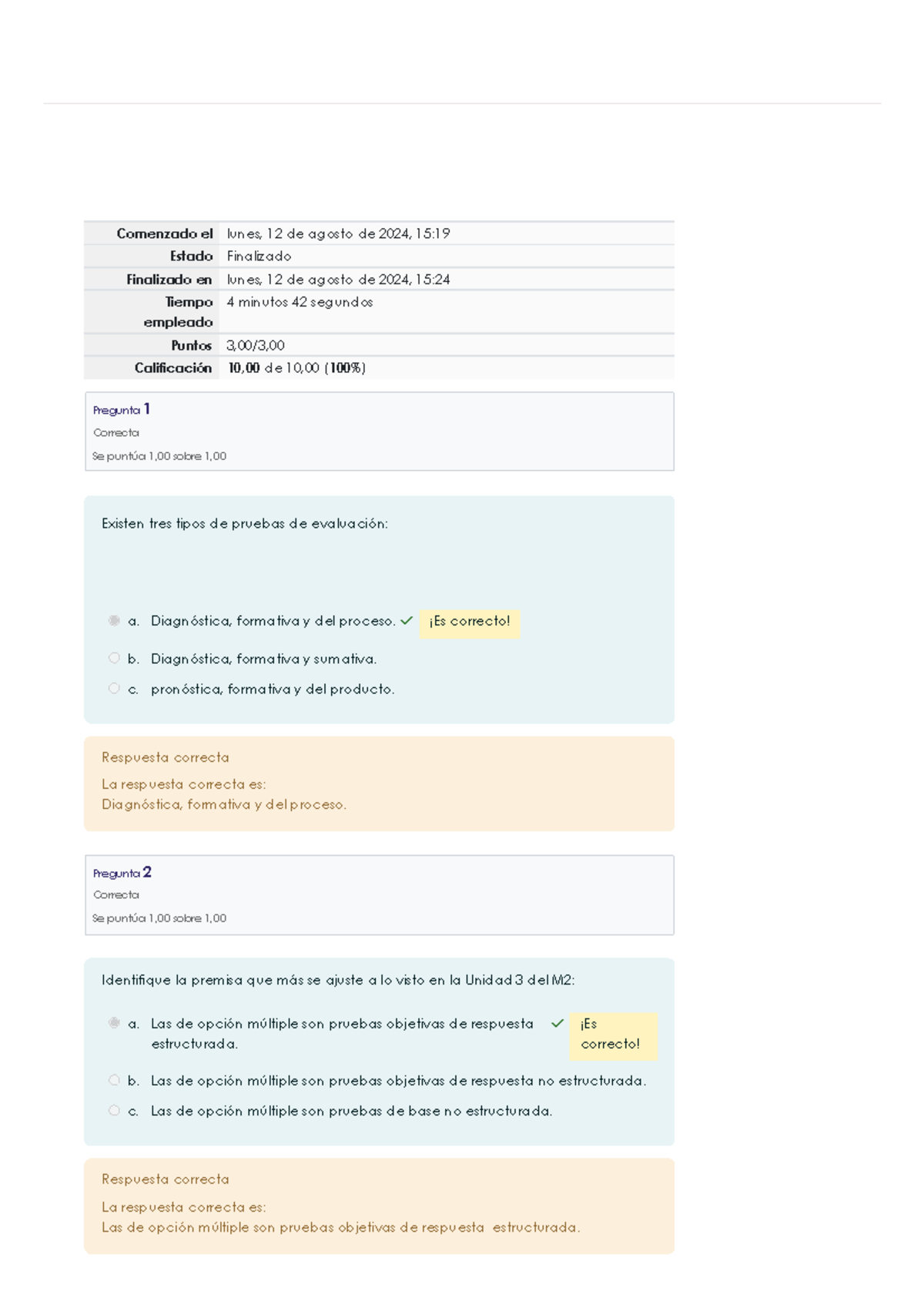 Evaluación de Técnicas e instrumentos para evaluar los aprendizajes Revisión del intento Aula ...