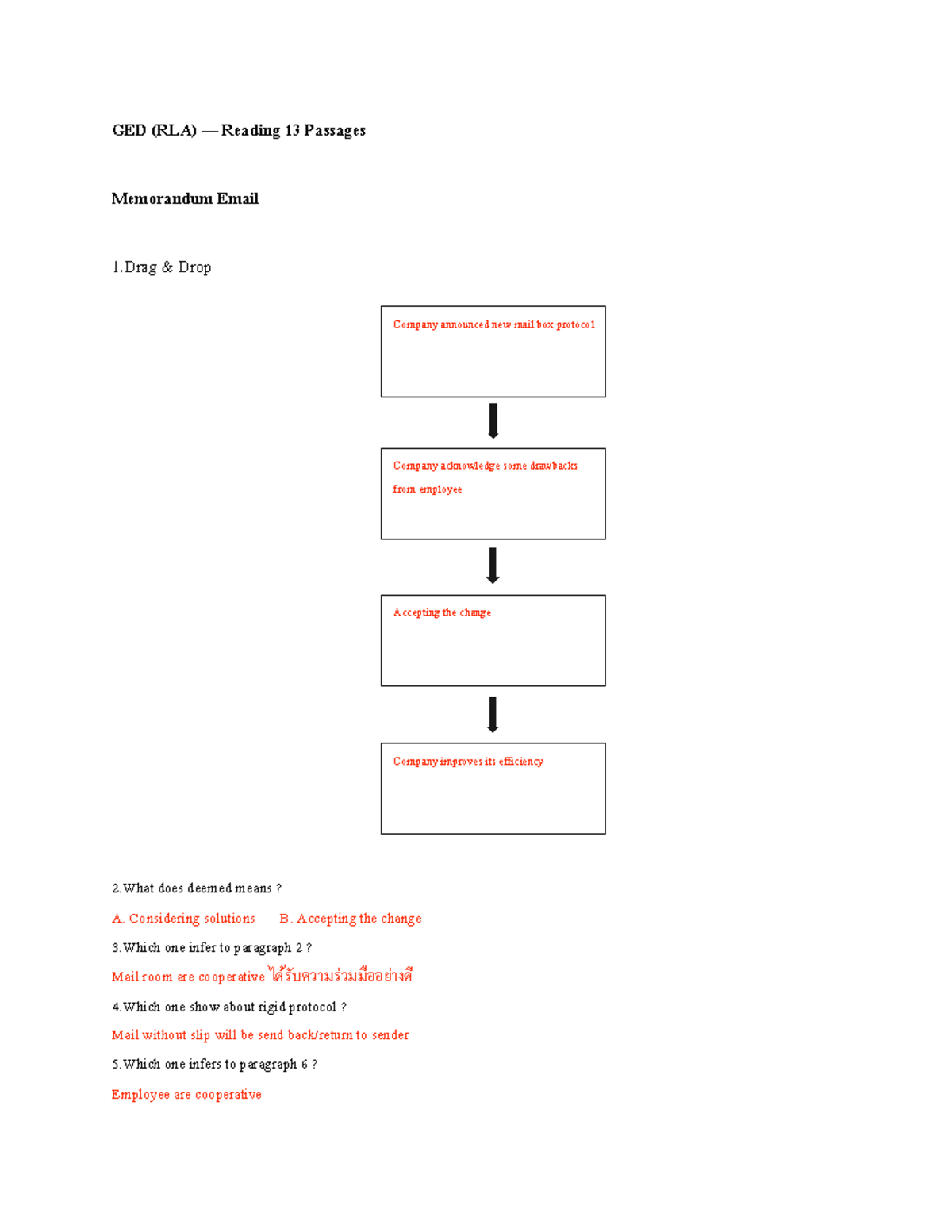 GED Prince - Easy - GED (RLA) 4 Reading 13 Passages Memorandum Email 1 ...