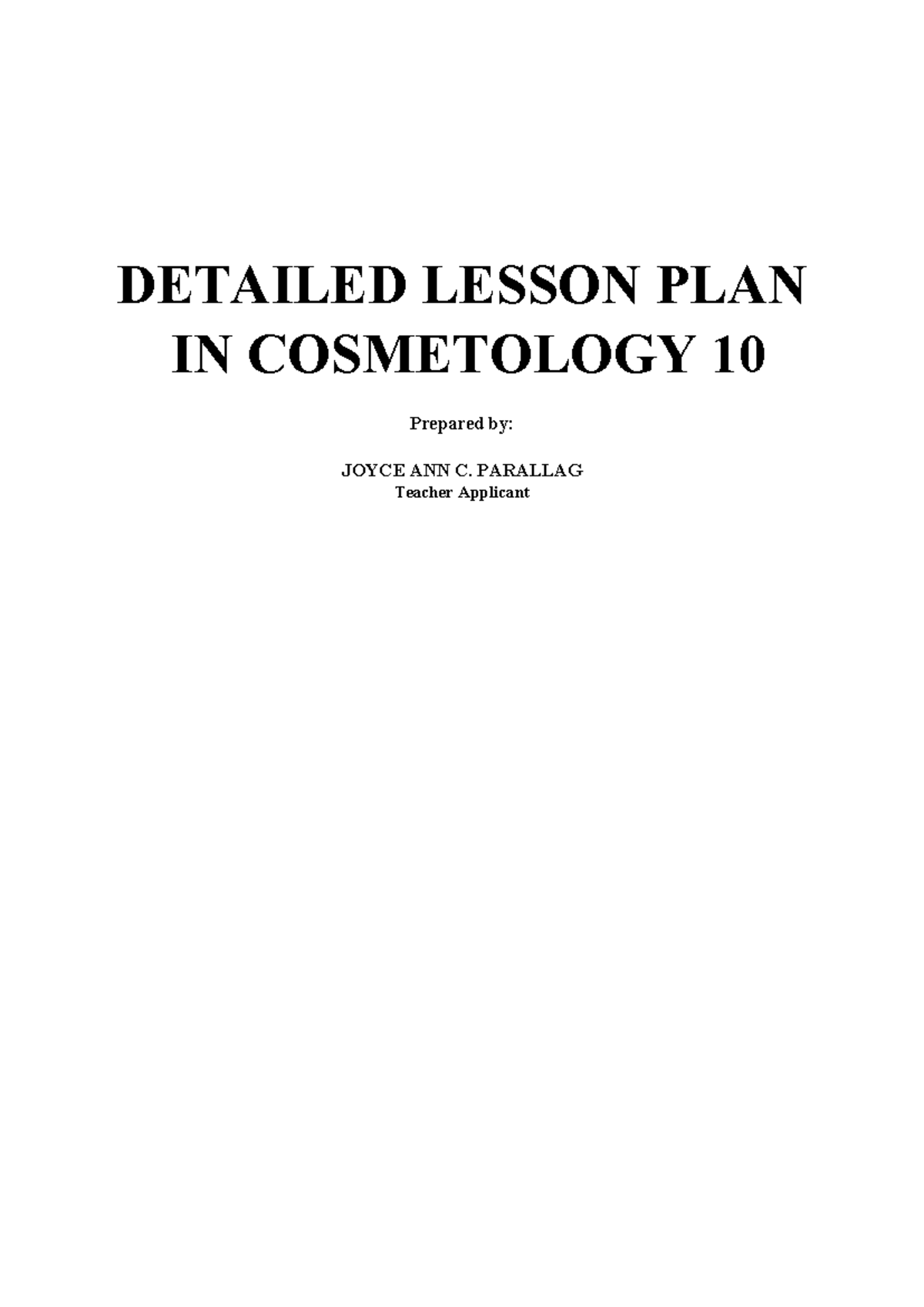 Detailed Lesson Plan in English 7 - DETAILED LESSON PLAN IN COSMETOLOGY ...