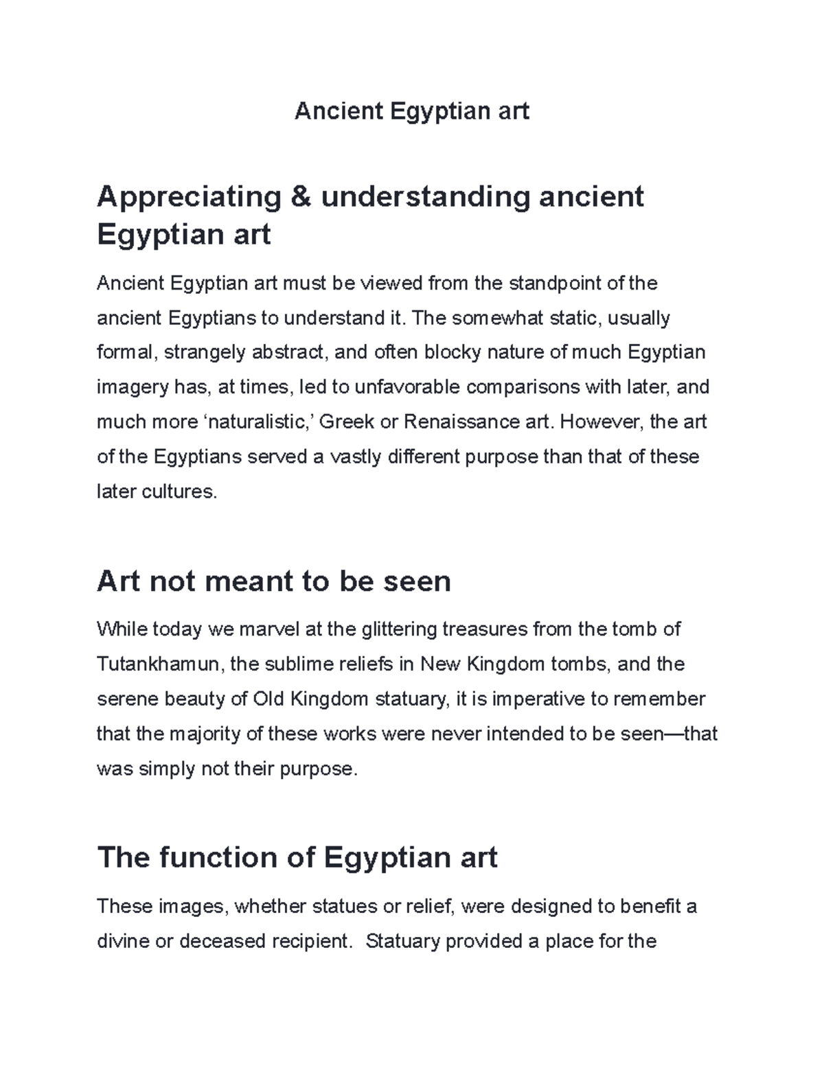 Ancient Egyptian art - The somewhat static, usually formal, strangely ...