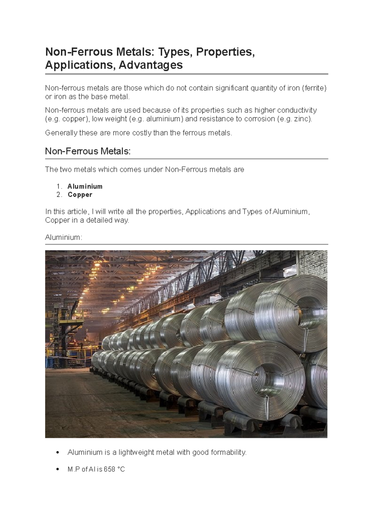 Non-Ferrous material - Non-Ferrous Metals: Types, Properties ...