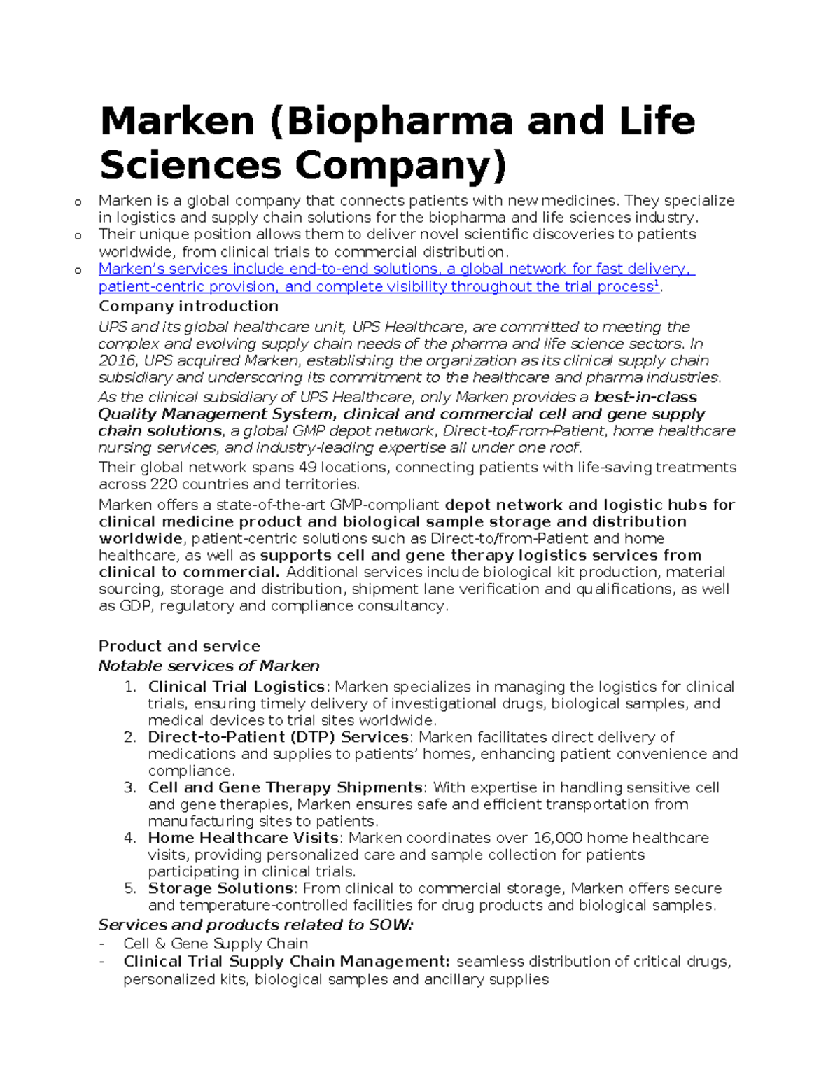 Research assignment about a logistics company specialized in cold chain ...