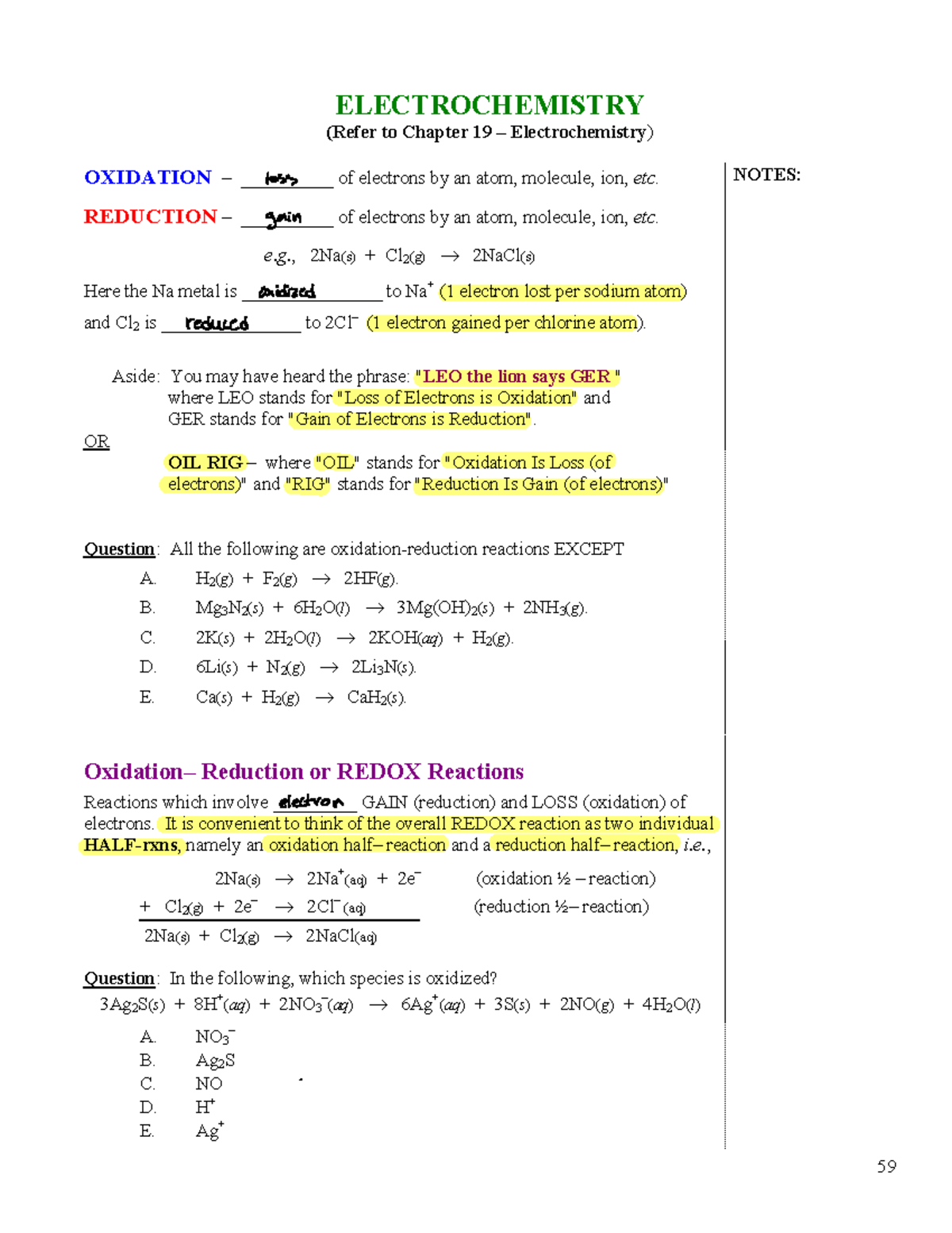 Electrochemistry: Oxidation Reduction and Redox Reactions - Studocu