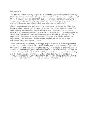 [Solved] The Era of Happy Tech Workers is Over by Nadia Rawlinson First ...