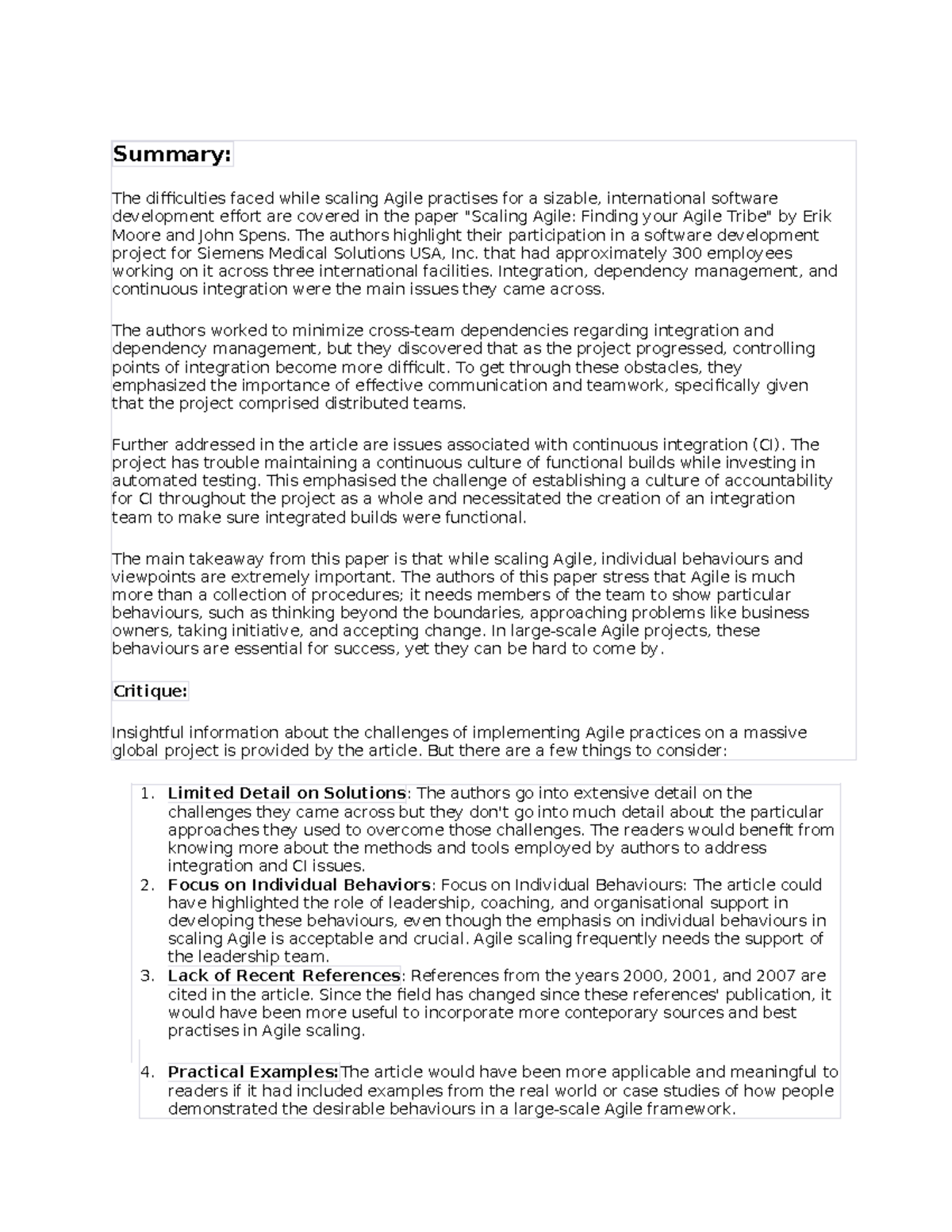 Assignment Summary Software Syst Des And Impl Summary The Difficulties Faced While Scaling