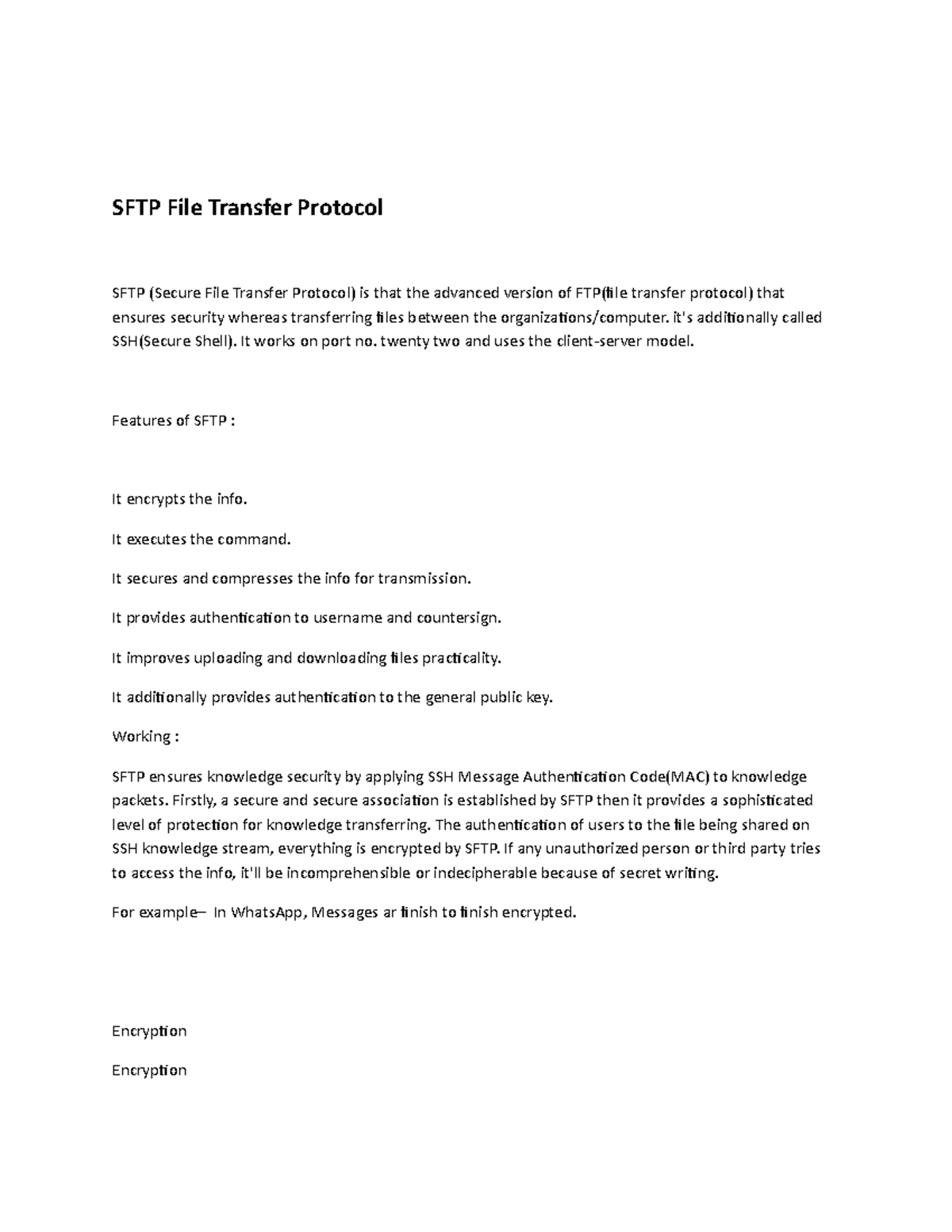 SFTP File Transfer Protocol - it's additionally called SSH(Secure Shell ...