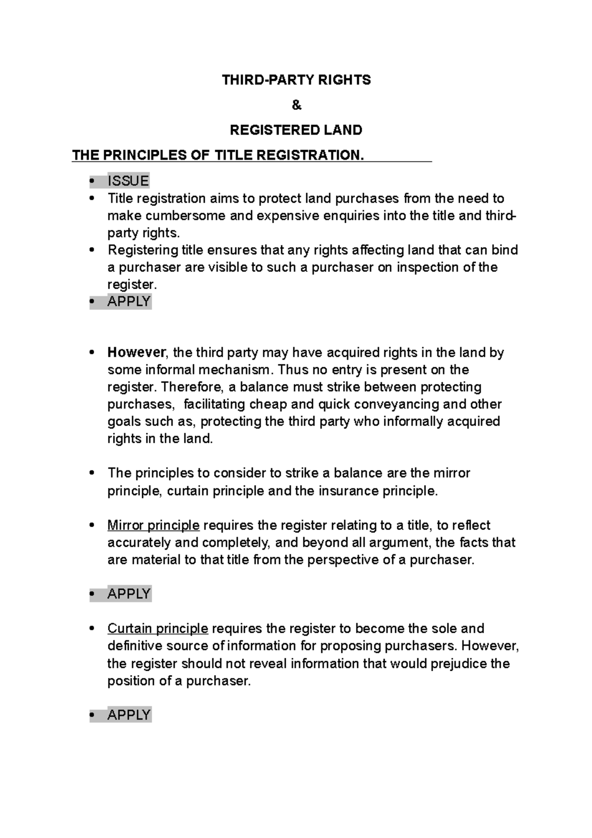 UNIT 3 - 3rd party rights - registered land - THIRD-PARTY RIGHTS ...