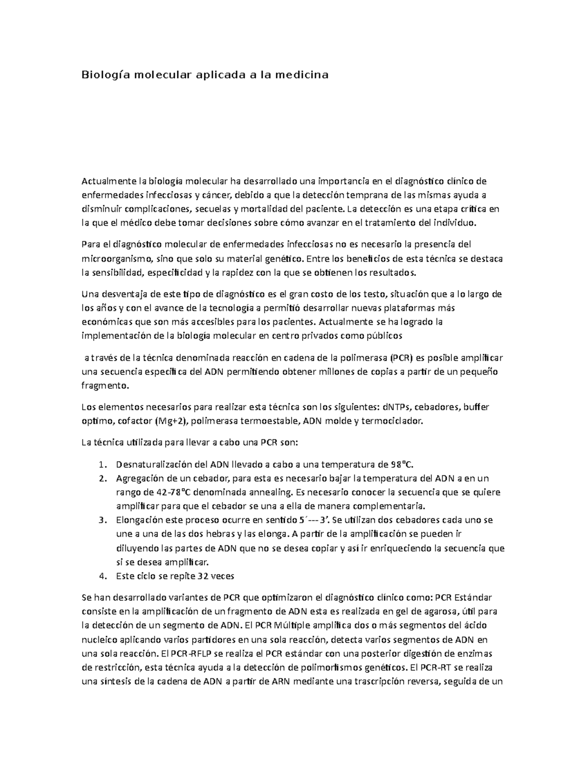 Biología molecular aplicada a la medicina - Biología molecular aplicada ...