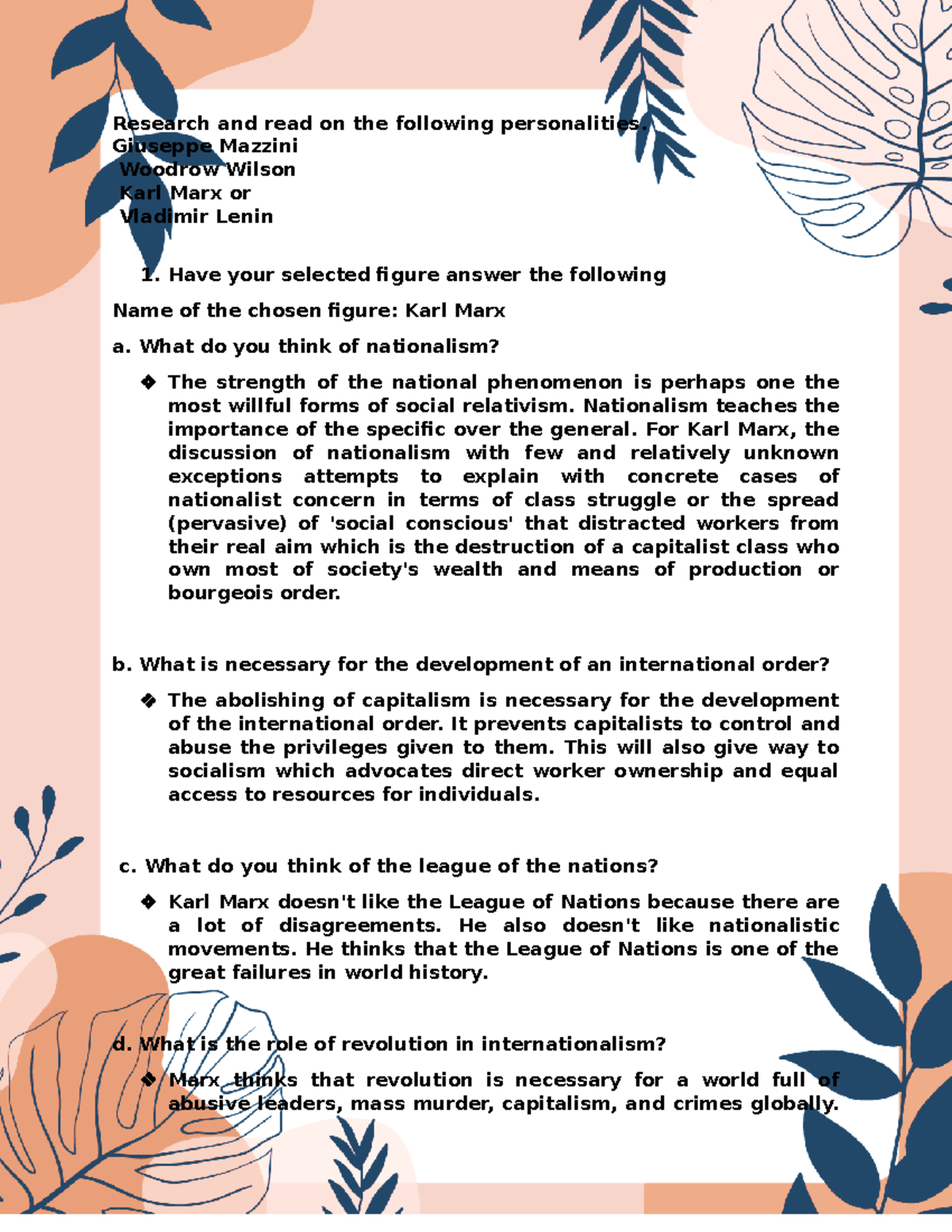 4th assignment prelim. Imaginary interview - Research and read on the ...