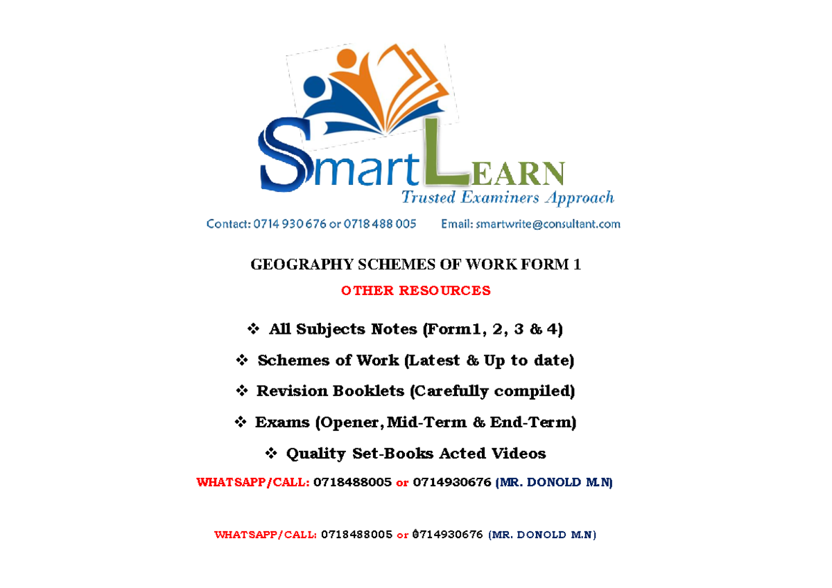 Geography-F1-Schemes - GEOGRAPHY SCHEMES OF WORK FORM 1 OTHER RESOURCES ...