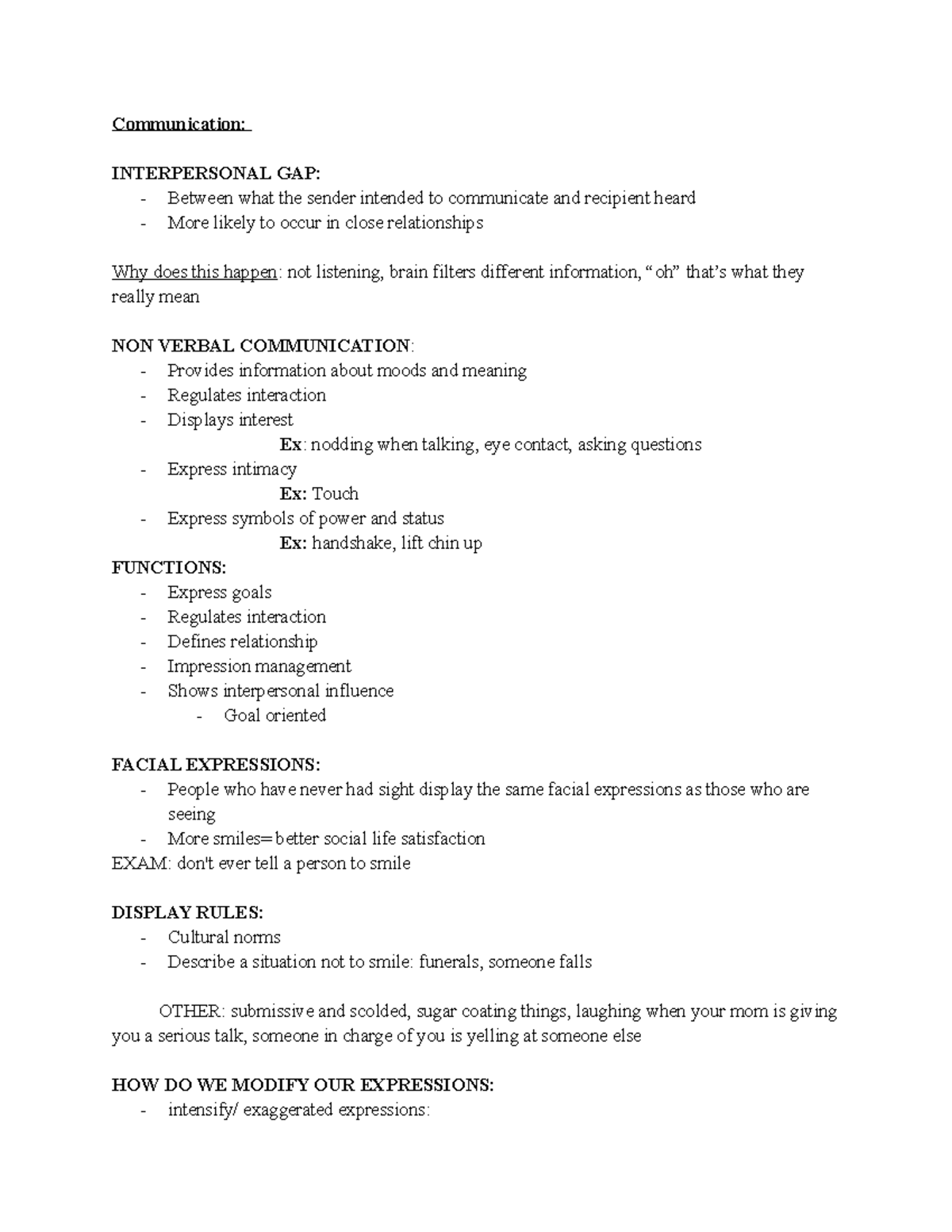Chapter 5 Communication - Communication: INTERPERSONAL GAP: - Between ...
