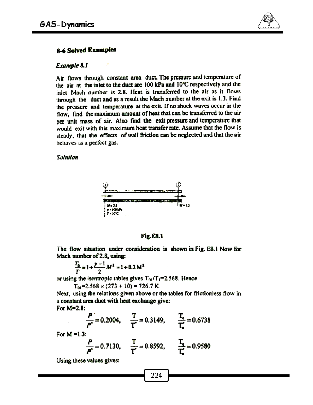 Rayleigh Flow - gas dynamic - Example 8. - Studocu