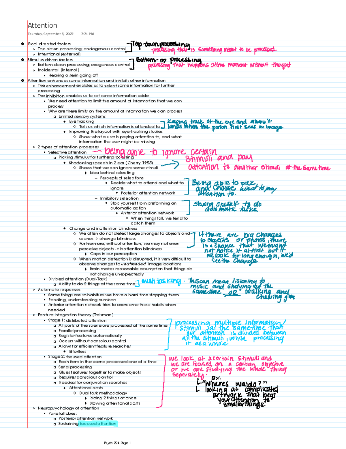 Attention - lecture notes and simpler notes combined - Goal directed ...