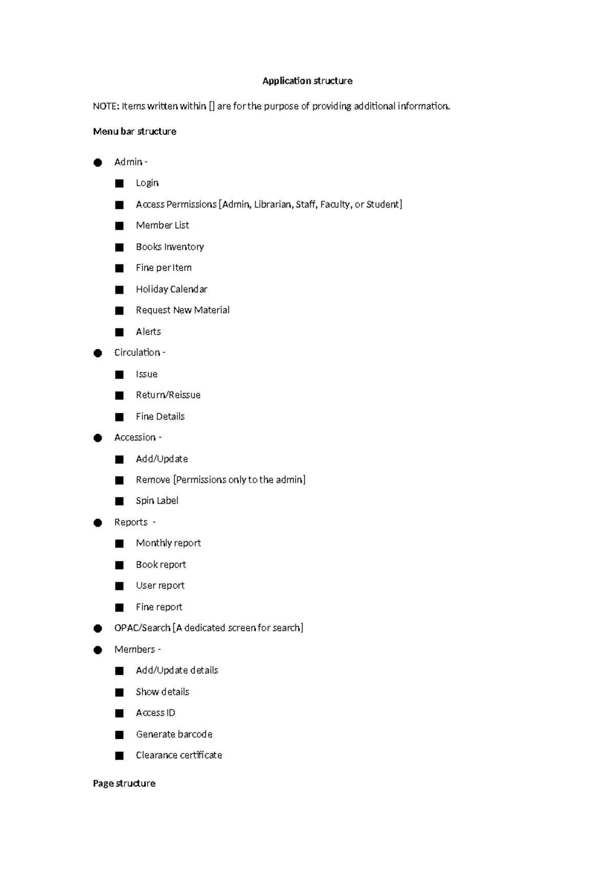 DOC1- Structure details - Application structure NOTE: Items written ...
