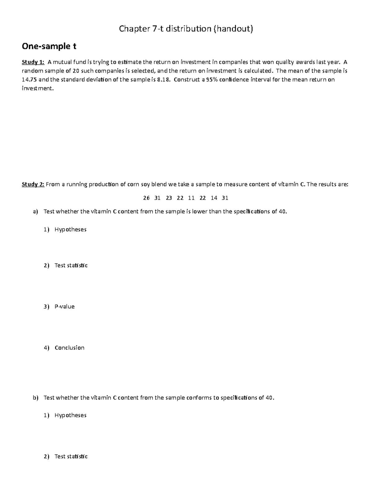 501Topic 06 t distributuion Exercise - Chapter 7-t distribution ...